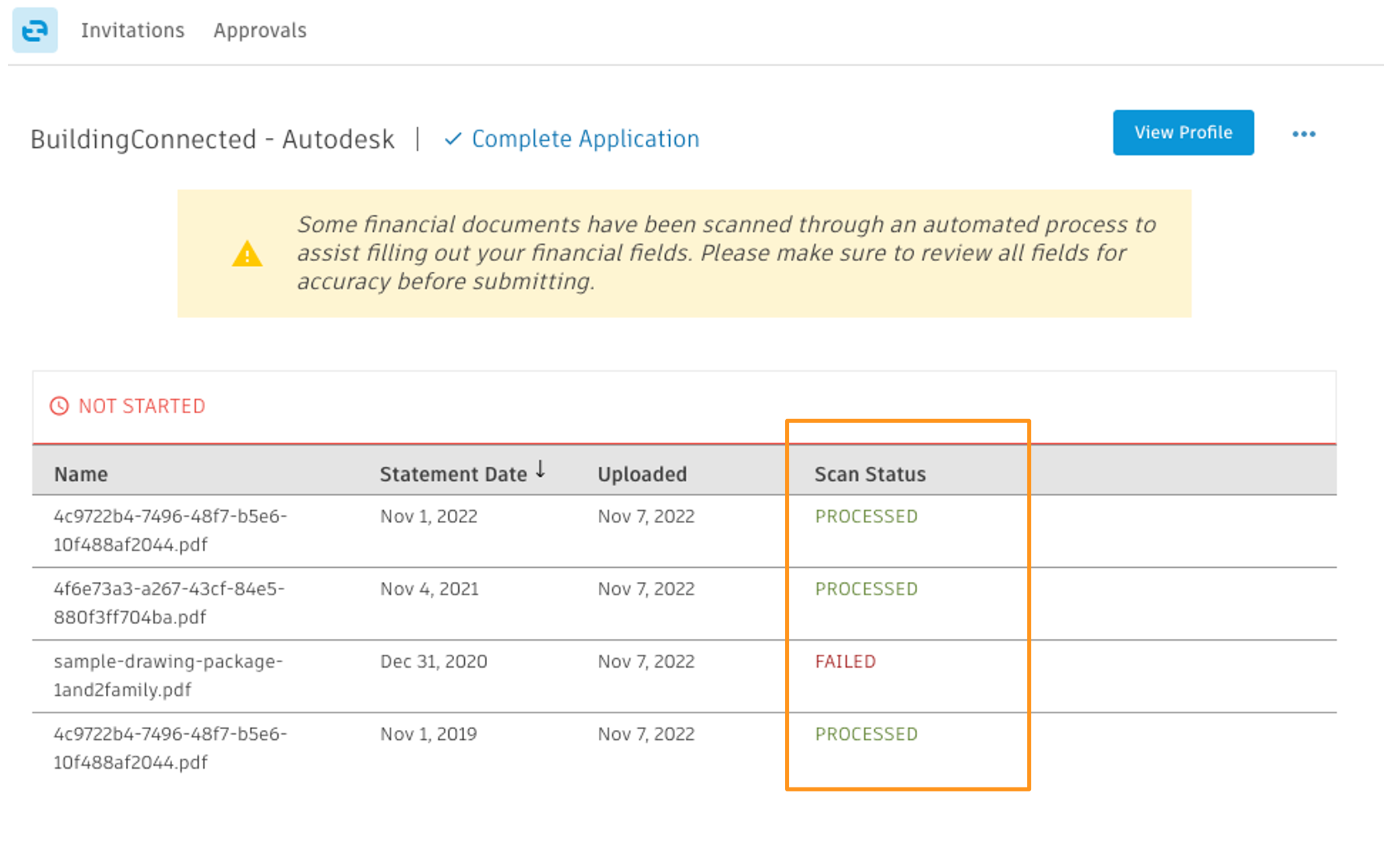 How to use the Financial Statement Automation – BuildingConnected (us)