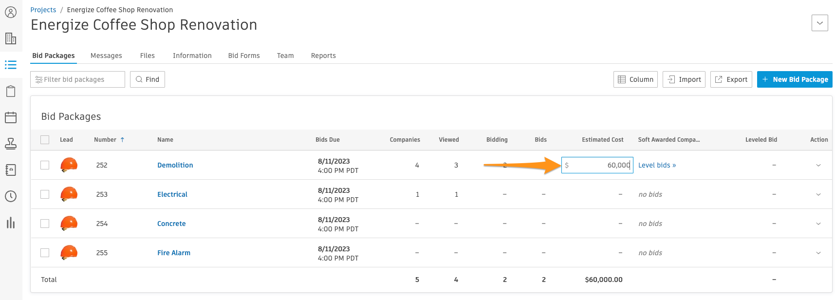Best practices for managing your bid package table – BuildingConnected (us)