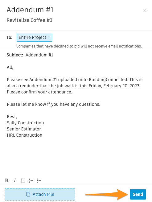 How to send messages to subcontractors – BuildingConnected (us)