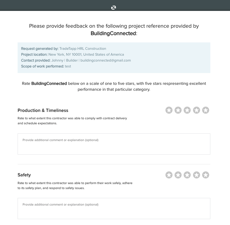 How to request a project reference in TradeTapp – BuildingConnected (us)