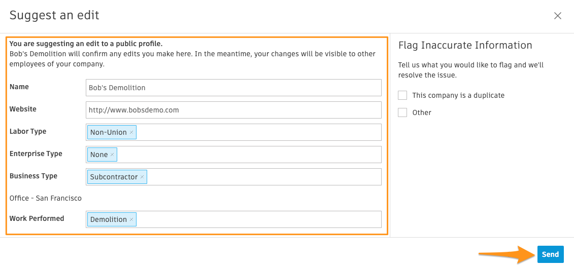 How to use the "Suggest an Edit" feature – BuildingConnected (us)