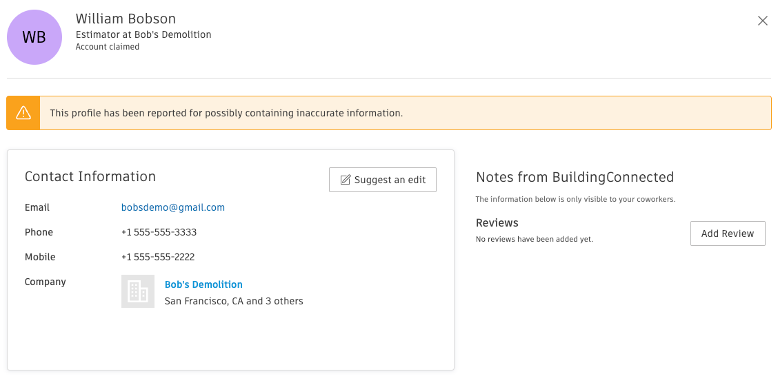 How to use the "Suggest an Edit" feature – BuildingConnected (us)