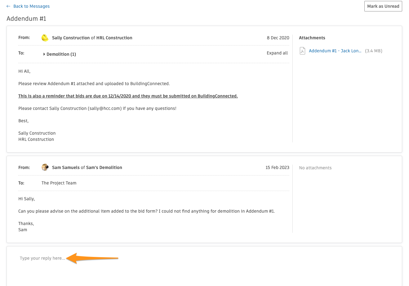 How to view and reply to messages from subcontractors ...