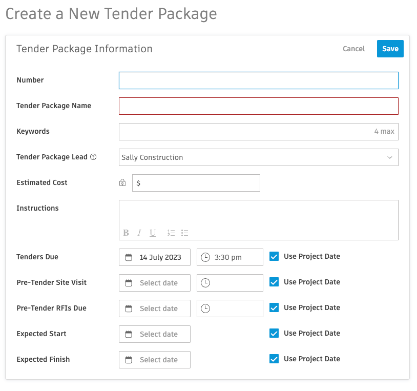 How to add tender packages to projects – BuildingConnected (ie)
