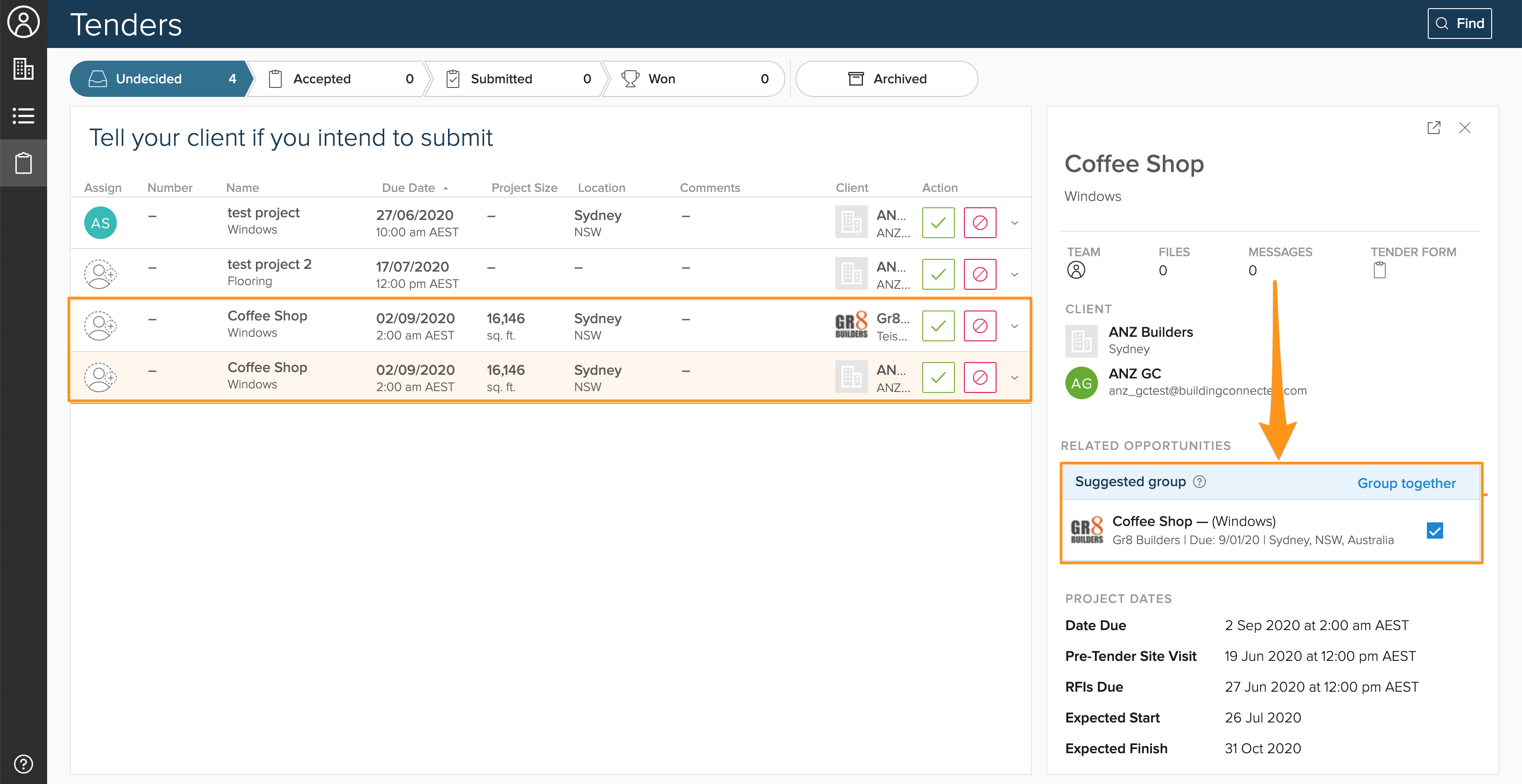 How subcontractors can organize their Tenders dashboard using Suggested ...