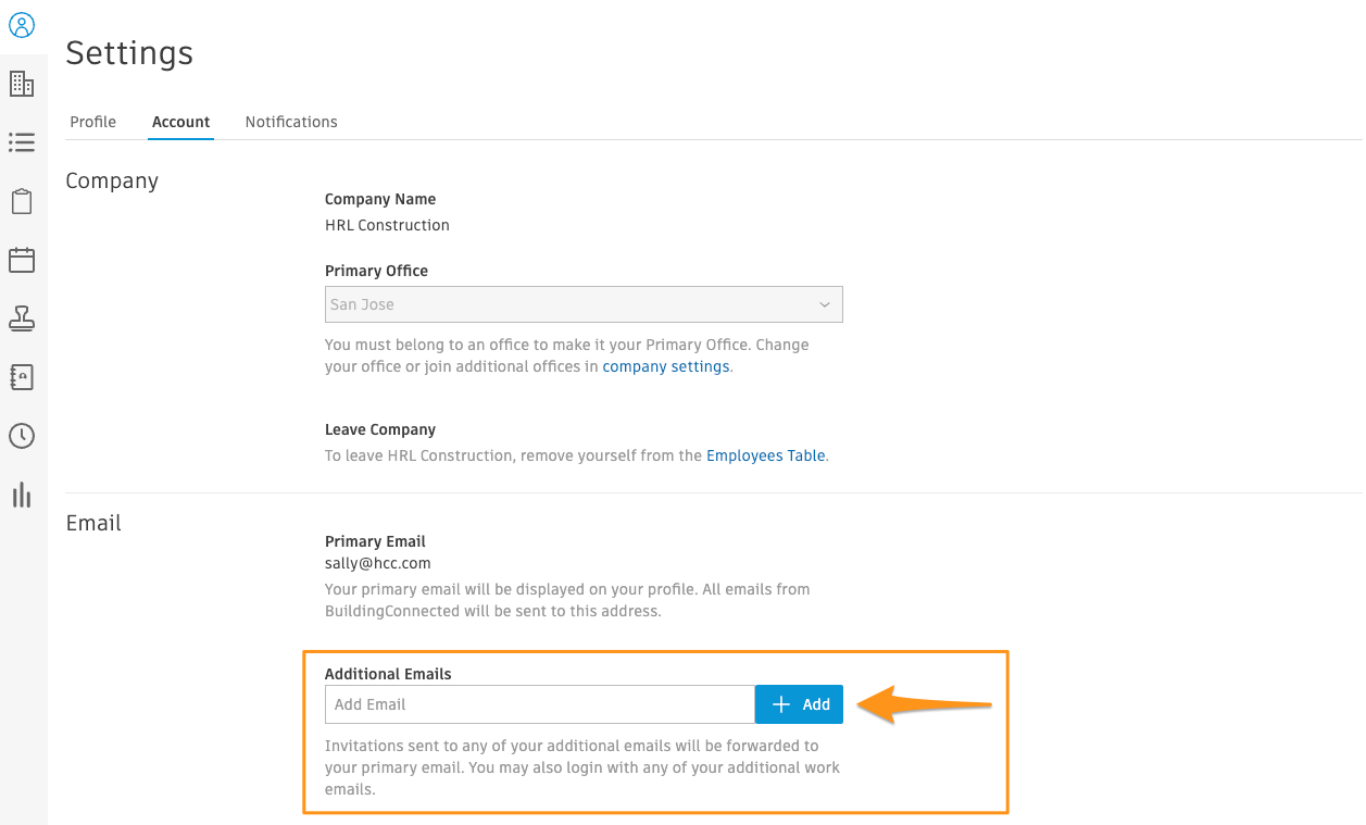How to update the email address on your account – BuildingConnected (us)