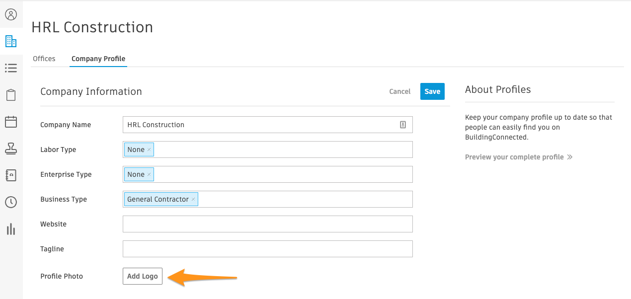 How to add a logo to your company account – BuildingConnected (us)