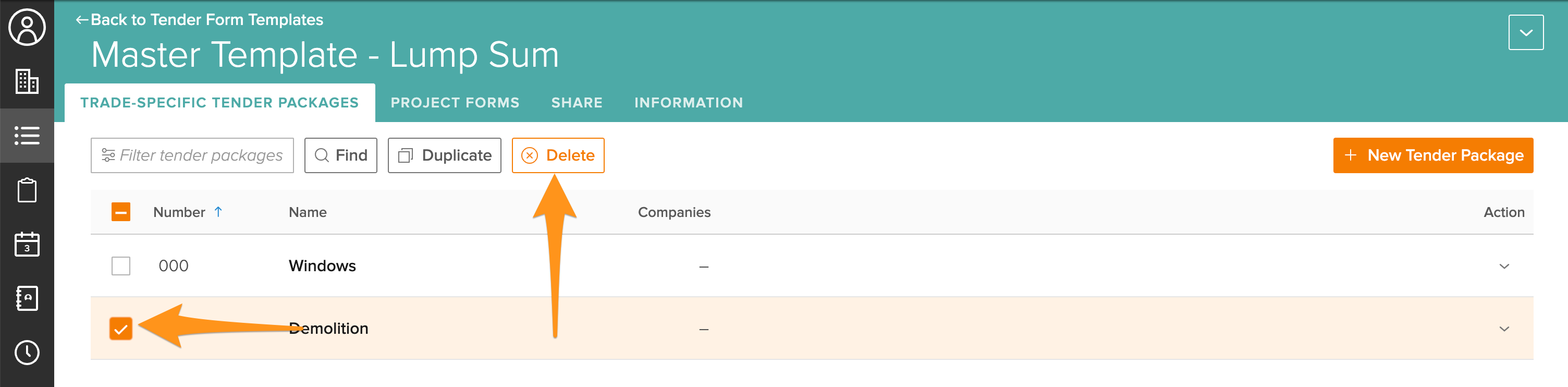 How main contractors can delete tender form templates ...