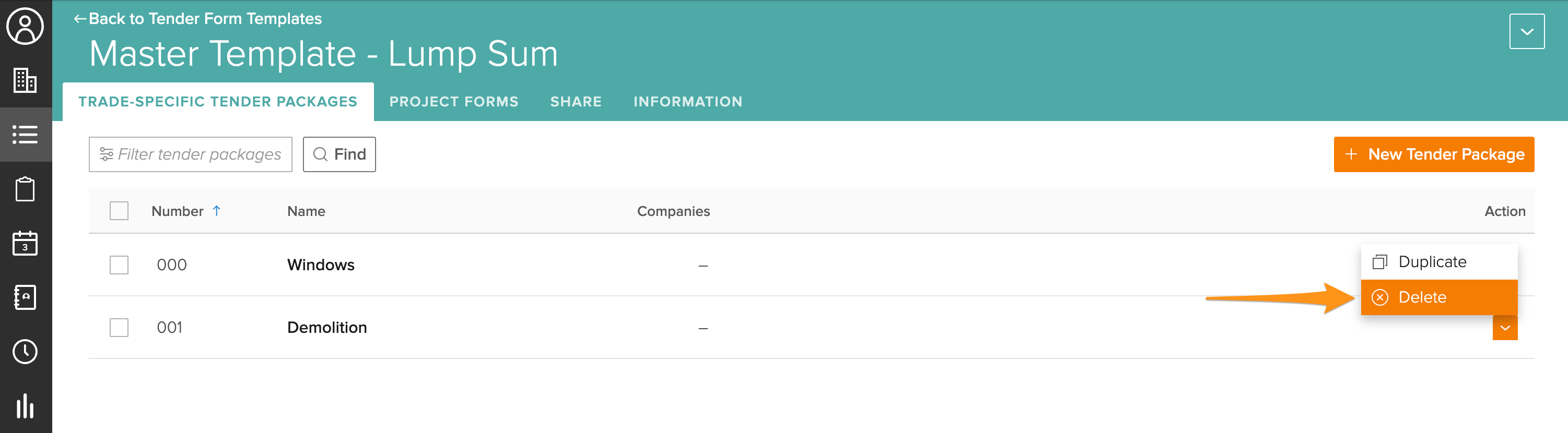 How main contractors can delete tender form templates ...