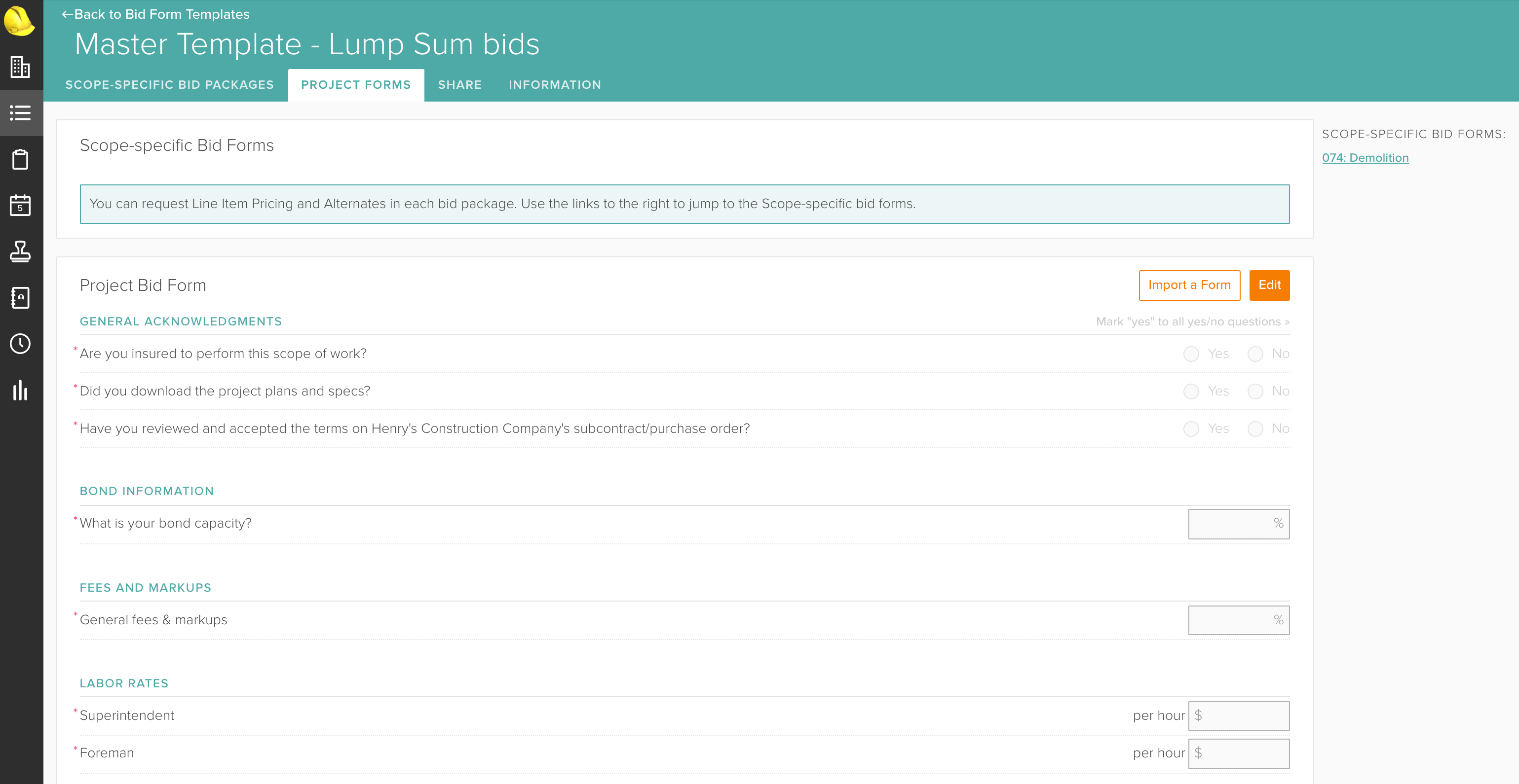 How general contractors can create bid form templates (BC Pro ...