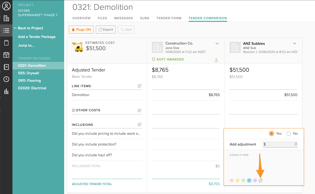 How to color cells within the Tender Comparison tab (BC Pro ...