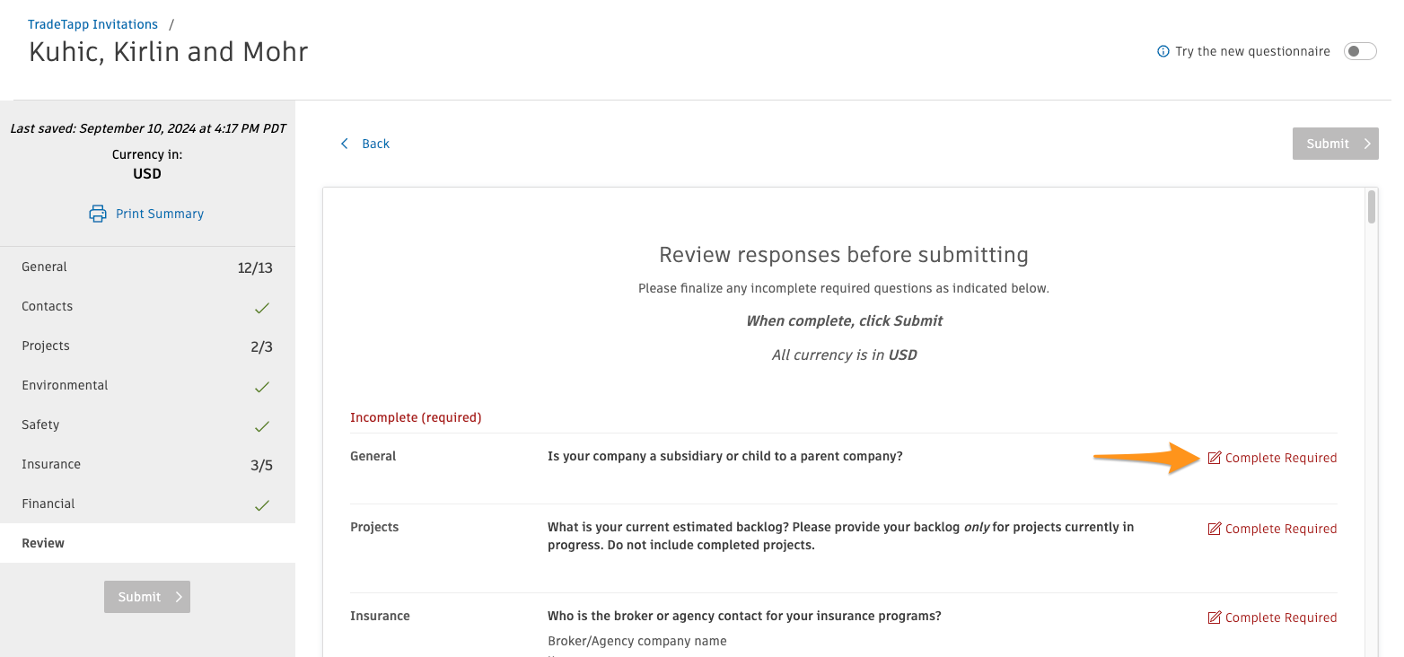 How to submit a qualification – BuildingConnected (us)