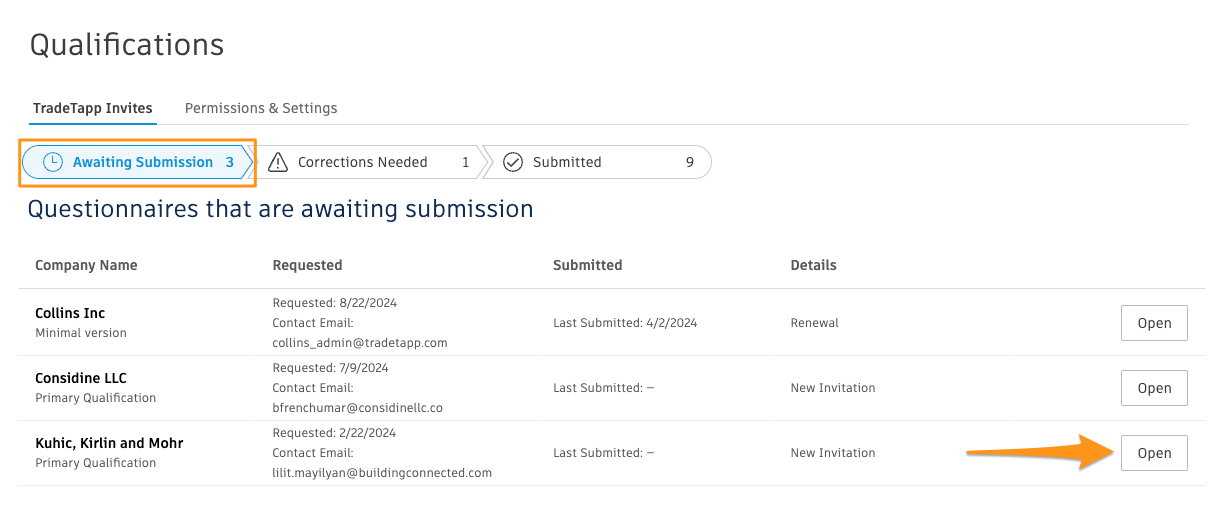 How to submit a qualification – BuildingConnected (us)