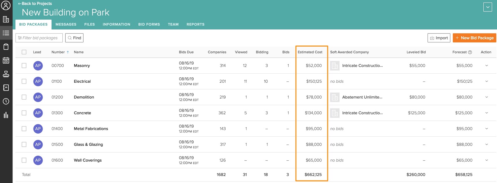 Best practices for managing your bid package table – BuildingConnected (us)