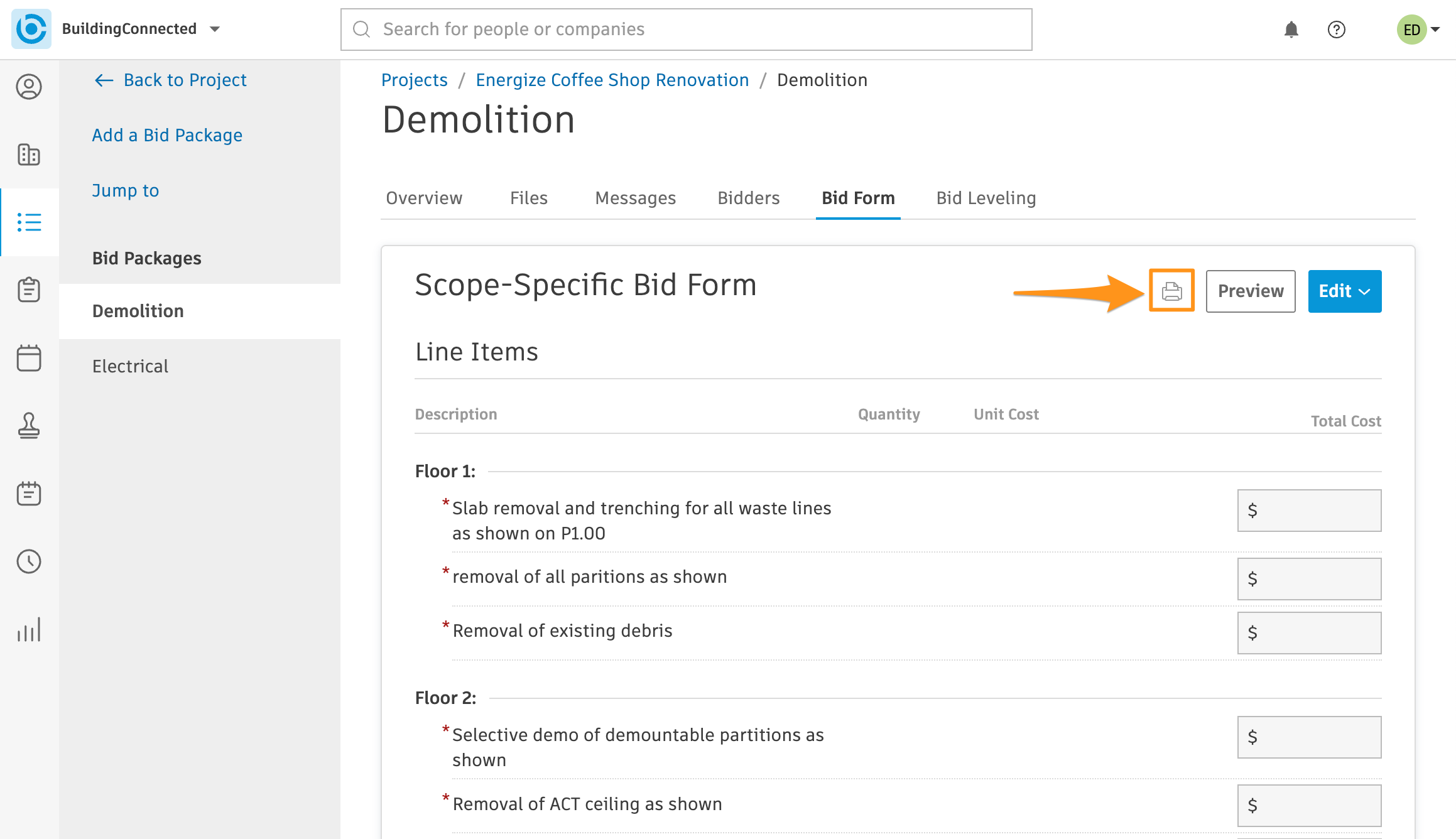 How to print your bid forms (BC Pro) – BuildingConnected (us)