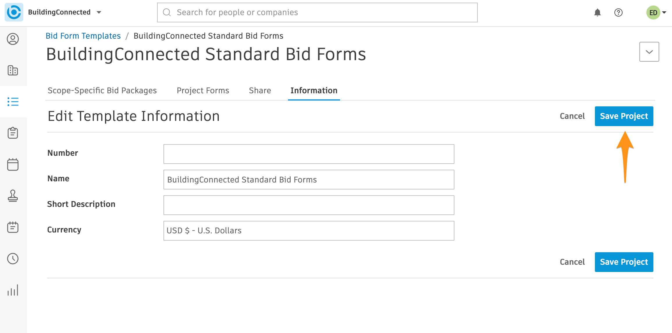 How to edit bid form template information (BC Pro) – BuildingConnected (us)
