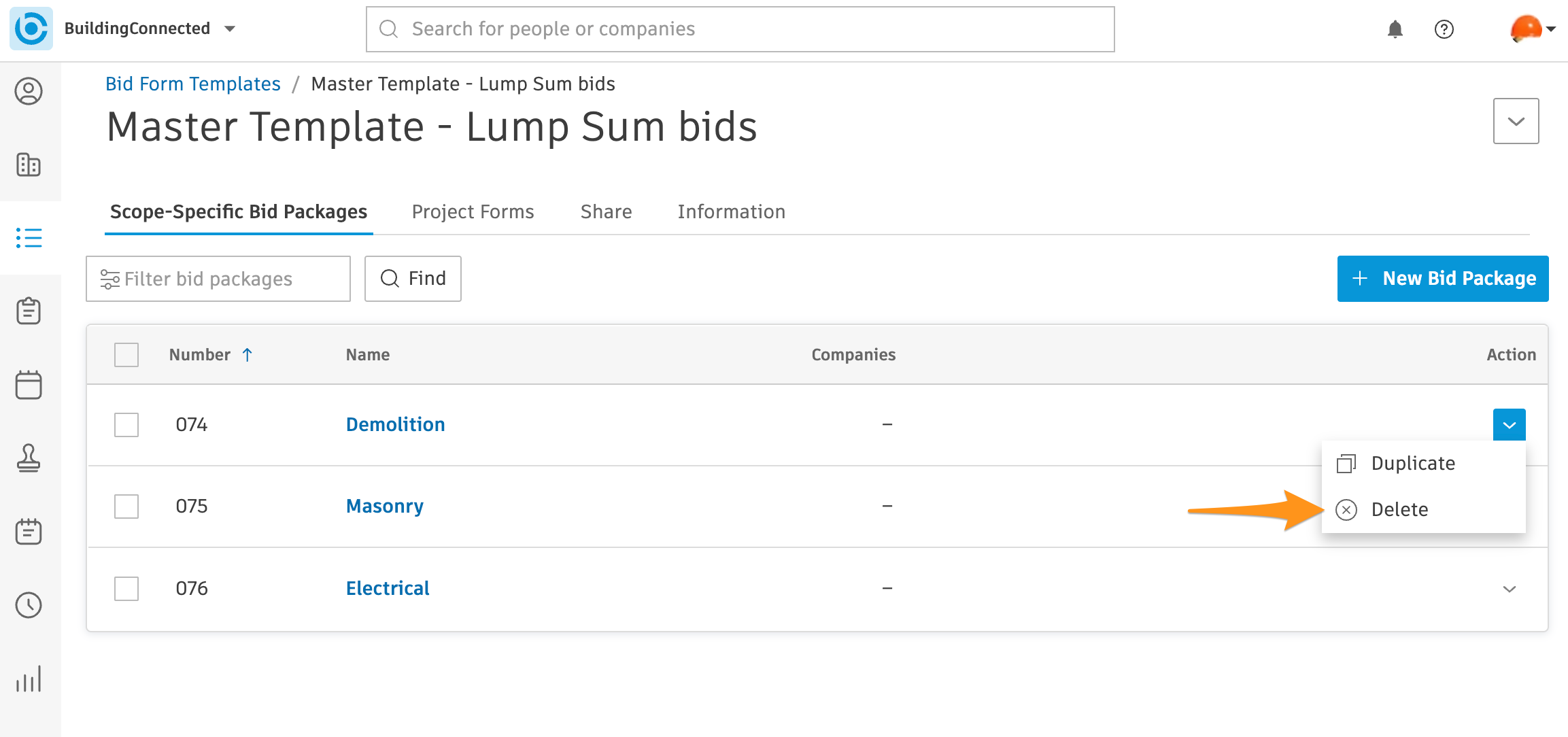 How general contractors can delete bid form templates (BC Pro ...