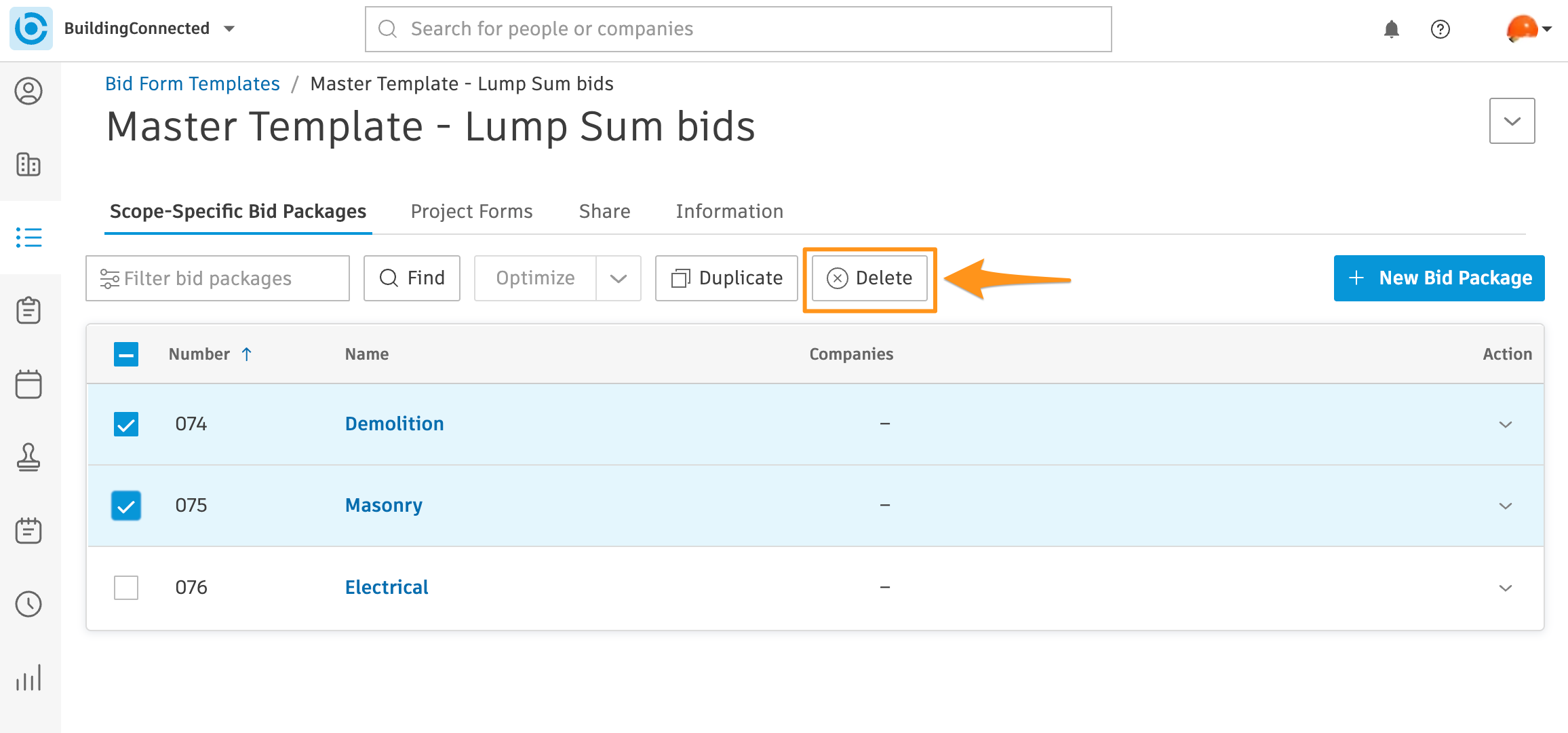How to delete bid form templates (BC Pro) – BuildingConnected (us)